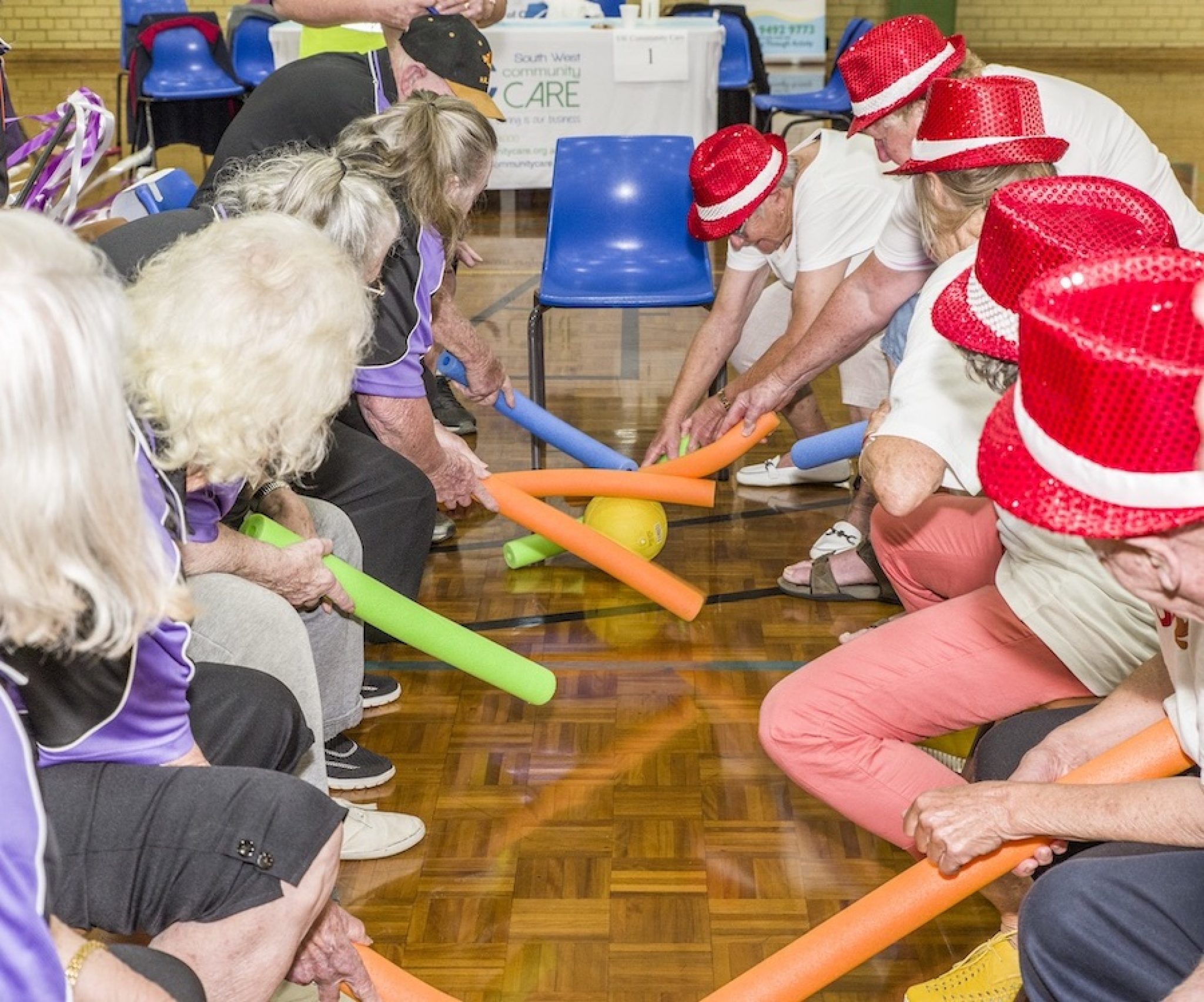 Pool Noodle Hockey Exercise for Seniors