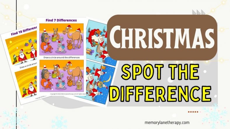 Christmas Spot the Difference Printable Activities for Seniors