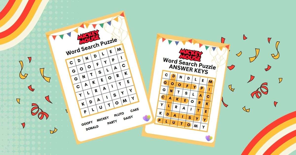Mickey Mouse Word Search for Seniors - Memory Lane Therapy
