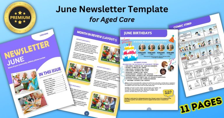 June Newsletter Template for Seniors | Memory Lane Therapy