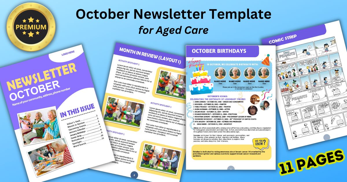 October Newsletter Template for Seniors