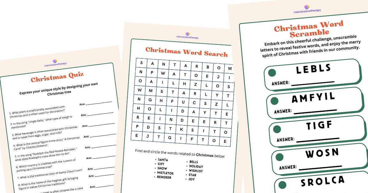 Christmas Activity Book for Seniors - Volume 2 - Memory Lane Therapy