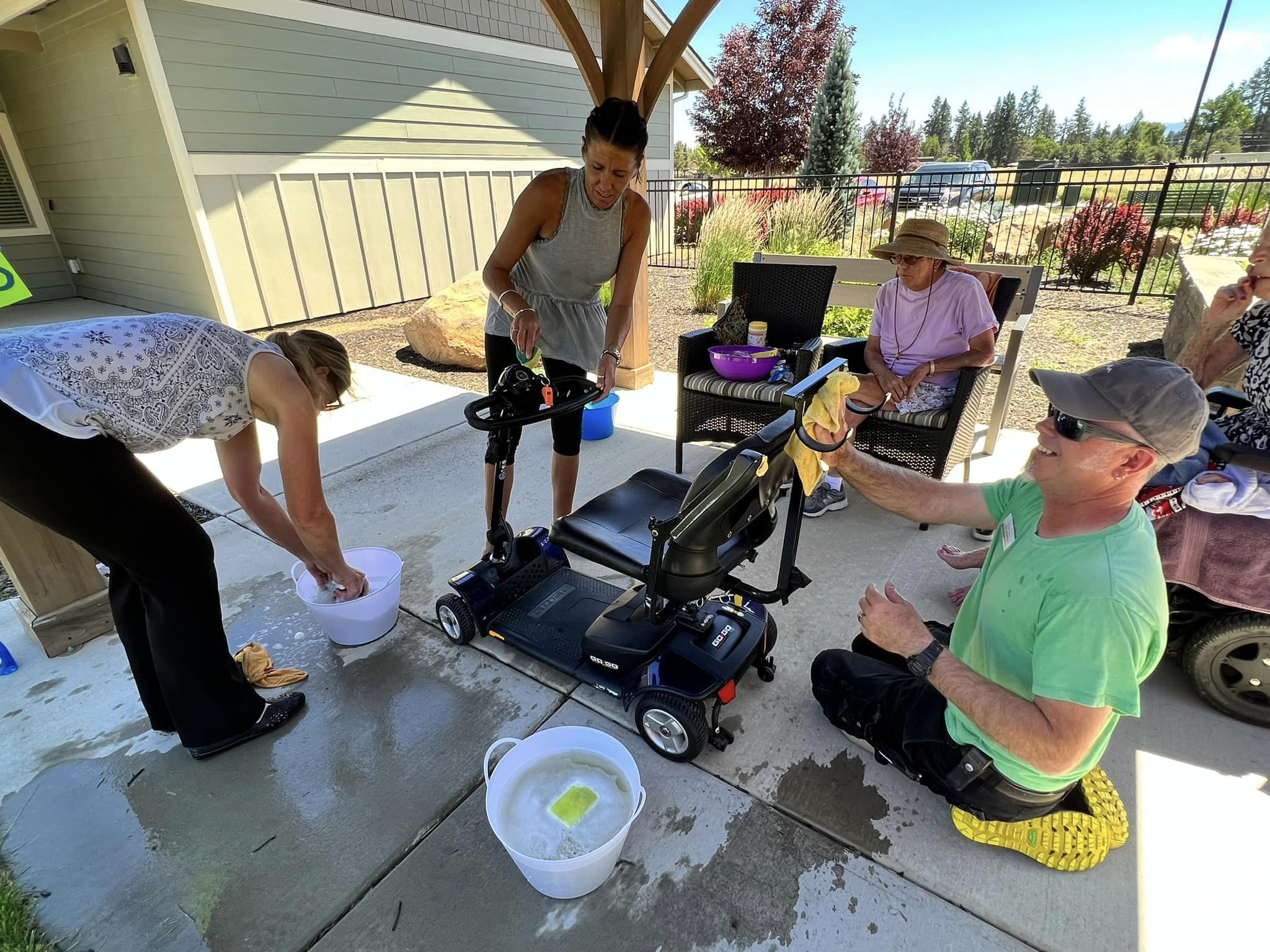 Wheelchair and Walker Carwash Activity for Seniors in Aged Care
