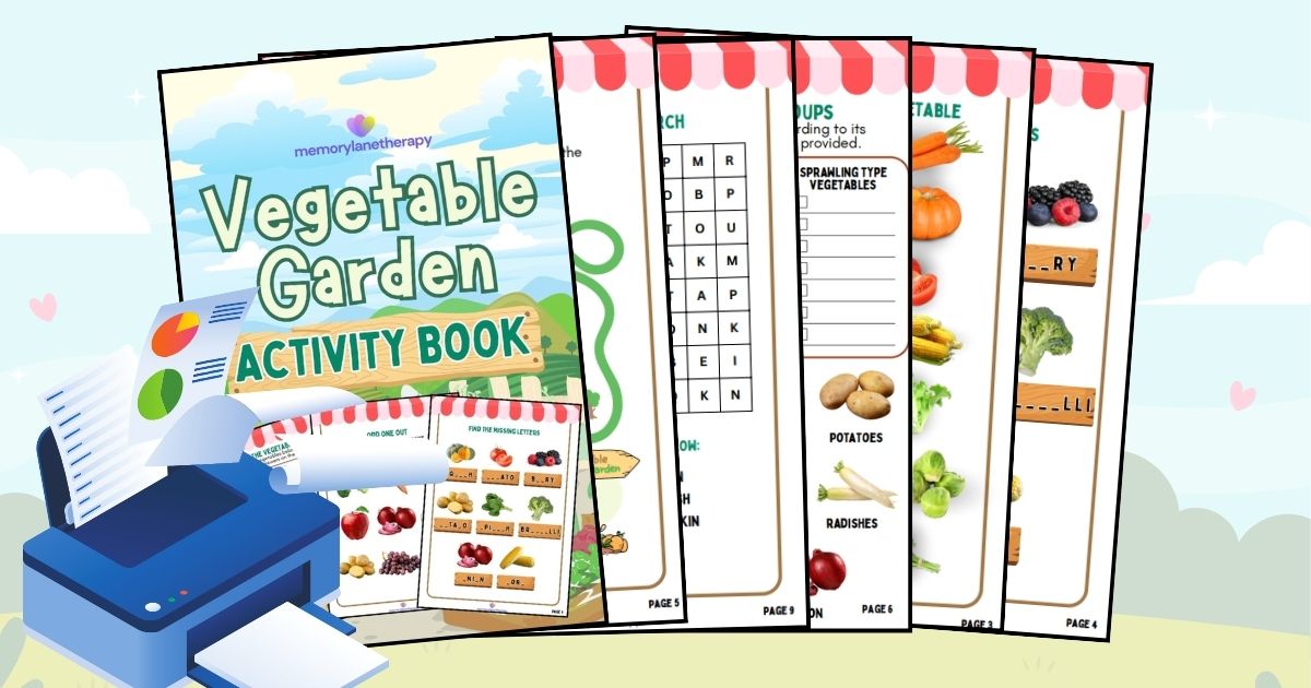 Vegetable Garden Activity Book for Seniors - Memory Lane Therapy