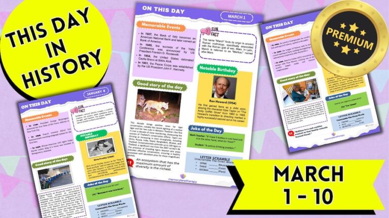 This Day in History: March 1-10 Events | Memory Lane Therapy