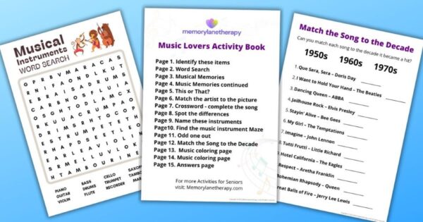 Music Lovers Trivia Activity Book - Memory Lane Therapy