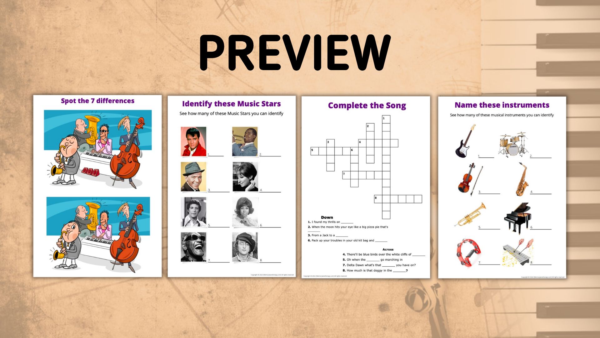 Music Lovers Trivia Activity Book - Memory Lane Therapy