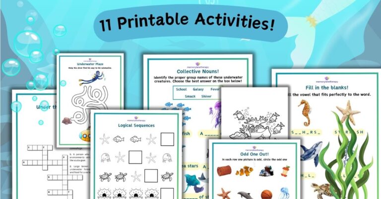 Underwater Adventure Activity Book for Seniors - Memory Lane Therapy