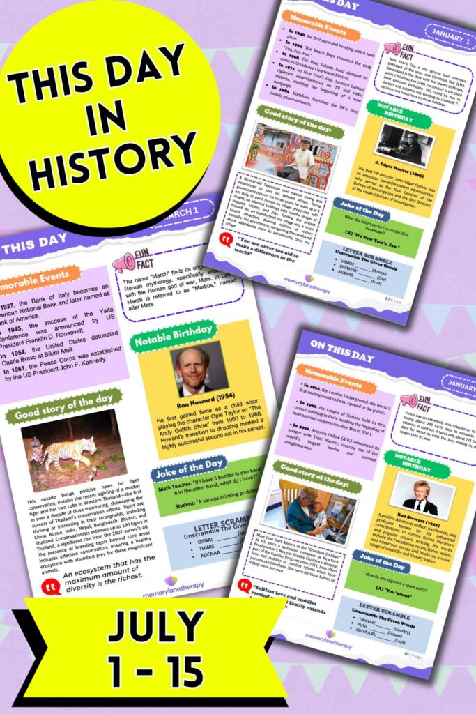 July Activities For Seniors Memory Lane Therapy