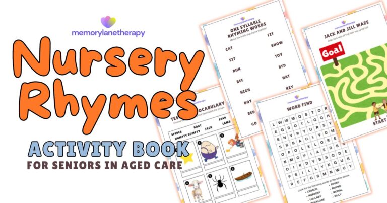 Nursery Rhymes Activity Book for Seniors - Memory Lane Therapy