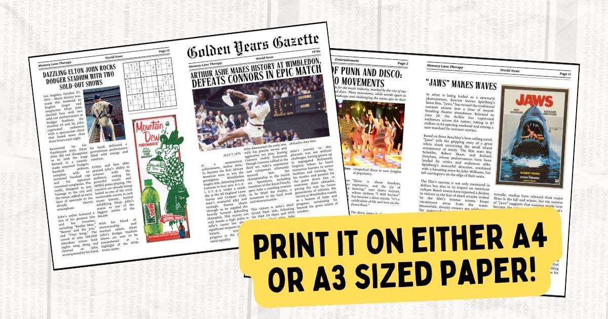 Reminiscing Newspaper 1970s USA Edition Volume 1