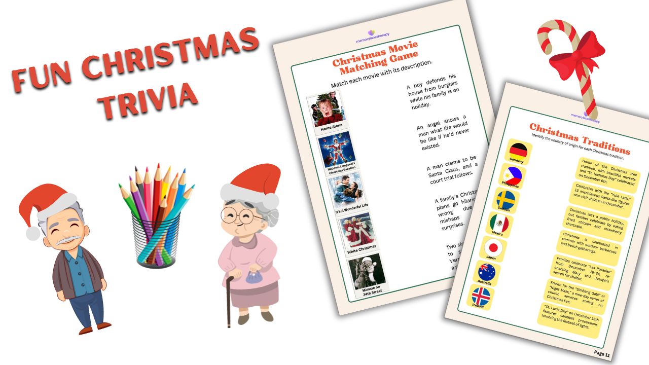 Christmas Activity Book for Seniors - Volume 2 - Memory Lane Therapy