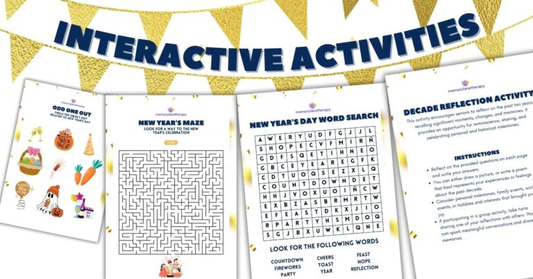 New Year's Celebration Activity Book for Seniors - Memory Lane Therapy