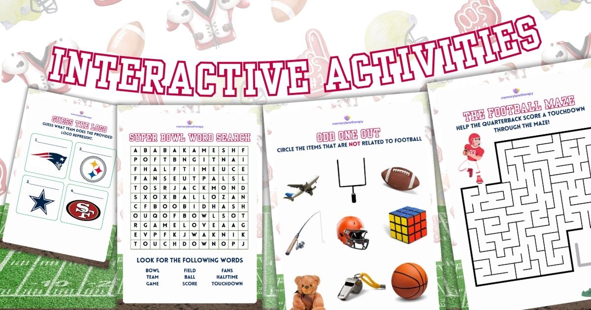 Super Bowl Activity Book for Seniors in Aged Care - Memory Lane Therapy