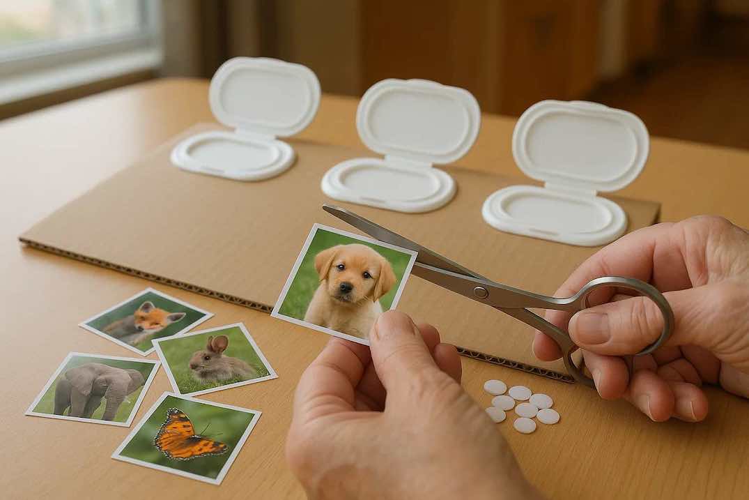 DIY Baby Wipe Lid Matching Game for Aged Care
