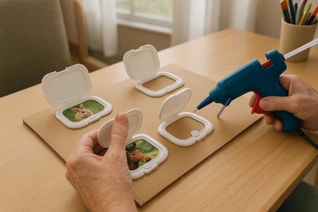 DIY Baby Wipe Lid Matching Game for Aged Care